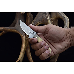 Knives Ranch Fixed Blade EDC Skinning Knife – Cattle Bone Handle – Heavy-duty Horizontal Carry Sheath (2006-B)