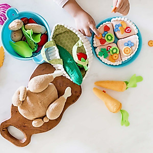 HABA Biofino Vegetable Basket - Soft Plush Pretend Play Food Includes Carrier, Cucumber, Tomato, 2 Carrots and 3 Potatoes for Ages 3+
