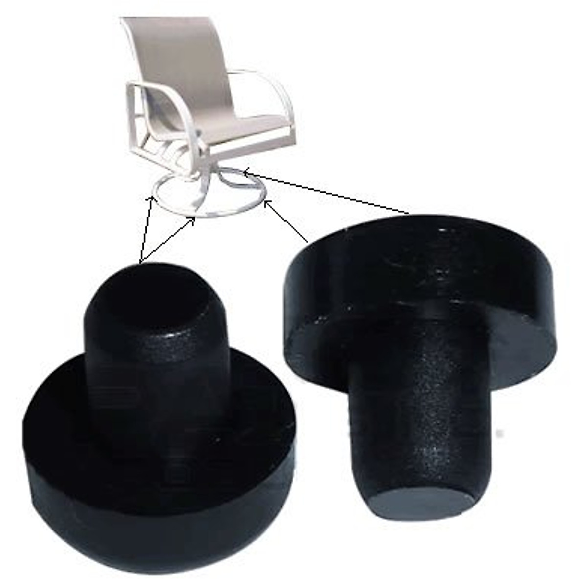 1/2" Nylon Stem Bumper | Black | for Patio Swivel Chairs | Pack of: 25