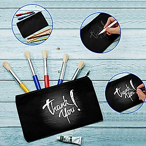 Outus Canvas Zipper Pouch Bags Canvas Makeup Bags Pencil Case Blank DIY Craft Bags for Travel DIY Craft School Classroom Supplies, Black (30 Pieces)