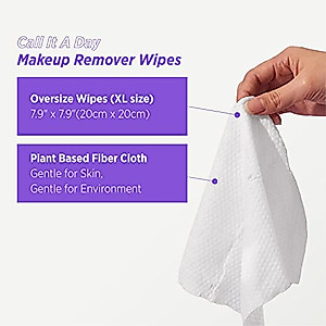 Unicorn Glow Makeup Remover Cleansing Face Wipes - 1 EA [25 count] XL Oversize Biodegradable Daily Cleansing Facial Towelettes to Remove Makeup, Micellar Water, Charcoal, Aloe Extract and Vitamin E, Alcohol Free, Paraben Free - CALL IT A DAY (1 EA)