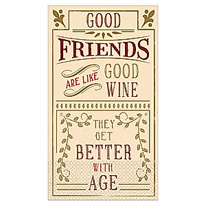 Friends and Wine Themed Guest Towels - 32 CT | Decorative Paper Napkins for Buffet Kitchen or Bathroom Fingertip Hand Towels | Better with Age Design