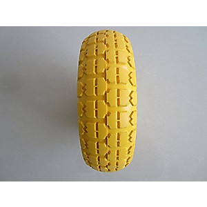 Kunhua 11-pu-y-dh-16p 4.10/3.50-4" Flat Free Hand Truck/Utility Tire, 2.25" Offset Hub, 5/8" Ball Bearings, 10" Tire Diameter,knobby Tread