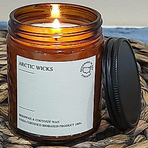 Arctic Wicks 3 Pack Fall Candles Honey Spiced Pear, Pumpkin Spice Latte, Apple Macintosh | Coconut Beeswax Candles | 9oz Amber Jar | Farmhouse Candles Non-Toxic Clean Burn 100% USDA Certified Biobased