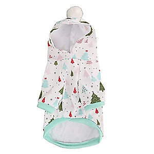 Dog Hoodie, Print on White Odorless Green Christmas Tree Easy to Wear Elastic Dog Sweaters for Winter for Cats S