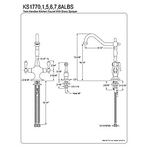 Kingston Brass KS1778ALBS Heritage Kitchen Faucet, 8-1/4-Inch, Brushed Nickel