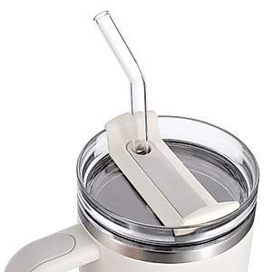 [12 Pcs] Replacement Glass Straws for Stanley - Compatible with Stanley 40 oz 30 oz Cup Tumbler,12" x 10mm Reusable Clear Glass Straw with 2 Cleaning Brush for Stanley Cup Accessories