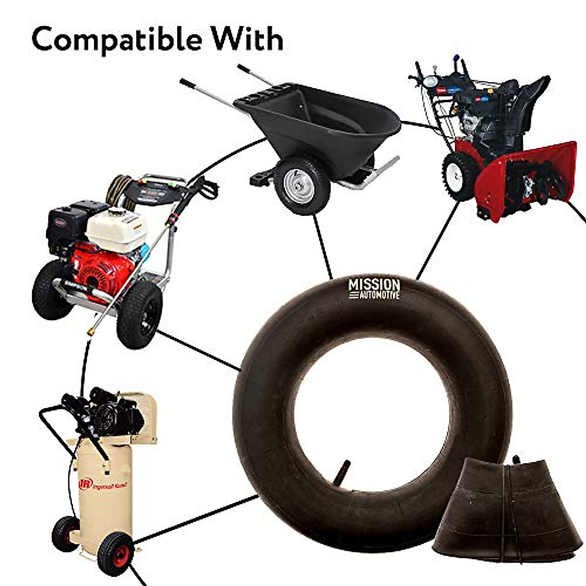 2-Pack of 4.80/4.00-8 " Premium Replacement Tire Inner Tubes - For Wheelbarrows, Lawn Mowers, Hand Trucks, Carts, Trailers and More - Tube for 4.80 4.00-8 / 480/400-8 Wheel - By Mission Automotive