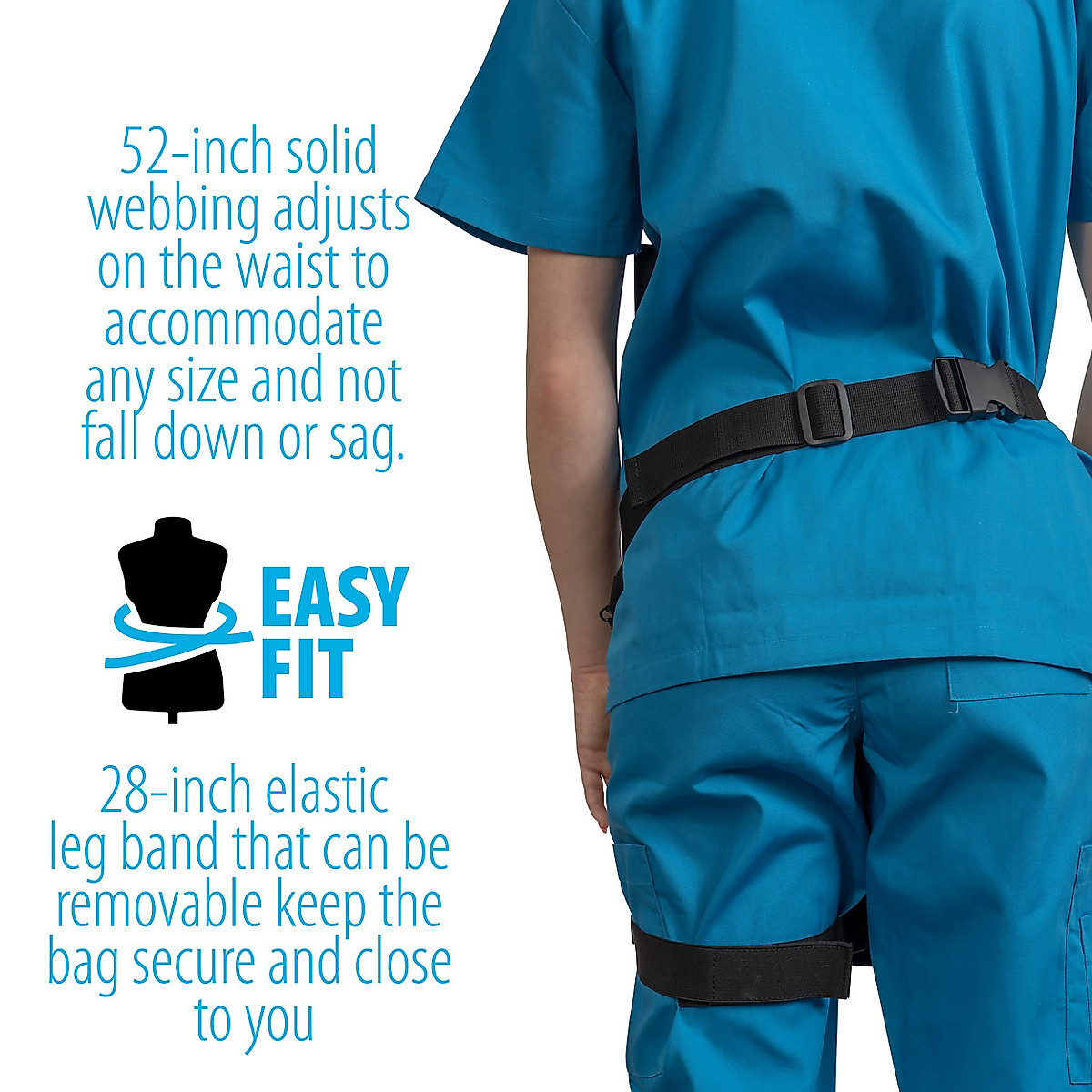 Nurse Fanny Pack w/Elastic Leg Band - Multi Compartment Waist Organizer Tool Bag for Students, Practitioners & Medical Professionals (Aqua Blue)