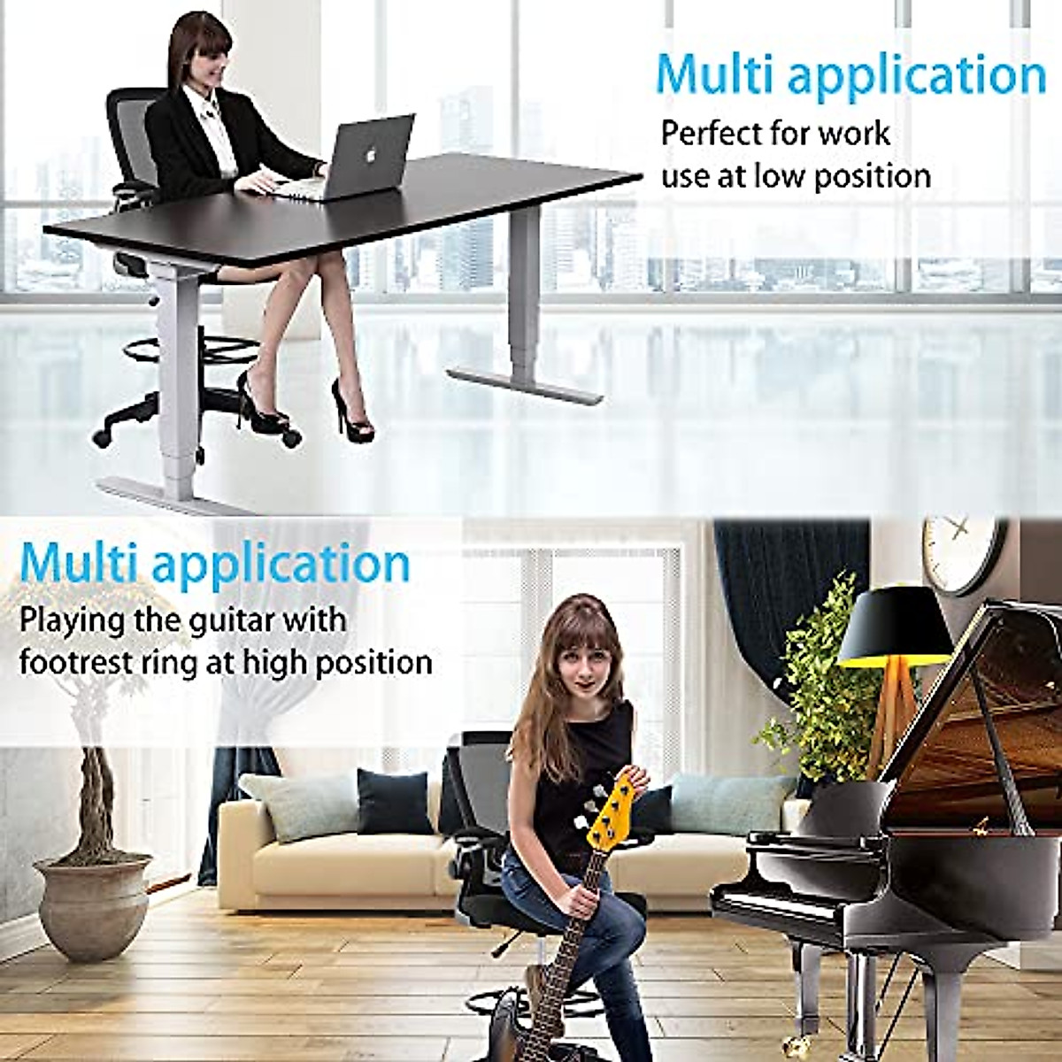 Drafting Chair Tall Office Chair Ergonomic Computer Desk Mid Back Mesh Chair with Lumbar Support & Foot Ring Height Adjustable Rolling Swivel Drafting Stool Task Executive Chair for Standing Desk