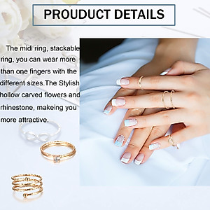 LOYALLOOK 65PCS Bohemian Knuckle Ring Midi Set Hollow Silver Gold Vintage Stackable Rings Fashion Finger for Women