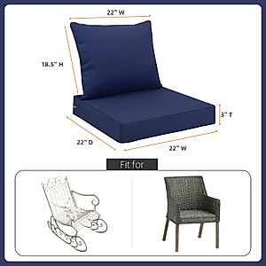 Favoyard Outdoor Seat Cushion Set 22 x 22 Inch Waterproof & Fade Resistant Patio Furniture Cushions with Removable Cover Deep Seat & Back Cushion with Handle and Adjustable Straps for Chair Sofa Couch