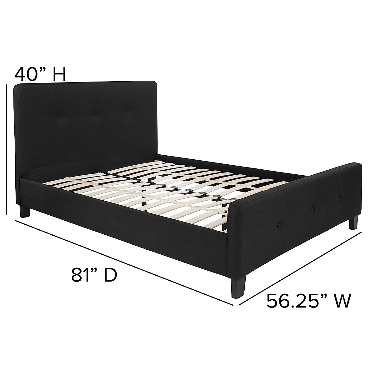 Flash Furniture Tribeca Full Size Tufted Upholstered Platform Bed in Black Fabric