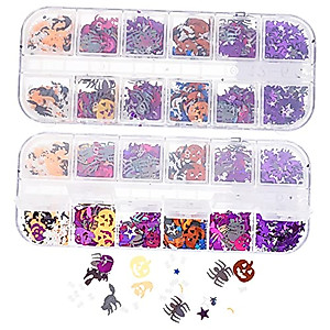 Lurrose 2 Boxes Nail Art Sequins Nail Art Sticker Glitter Stickers Nail Stickers Metallic Halloween Nail Sequins Halloween Body Glitter Halloween Nail Art Glitter Nail Glitter Flash Set 3D