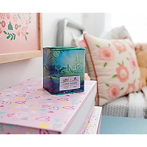 Disney Princess Home Collection Ariel 11-Ounce Scented Tea Tin Candle With Coral Flower Fragrance | 28-Hour Burn Time | Home Decor Housewarming Essentials, The Little Mermaid Gifts and Collectibles