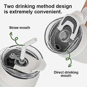 40 oz Mug Tumbler - Stainless Steel Vacuum Insulated Tumbler with Lid and Straw for Water, Iced Tea or Coffee, Smoothie (whiter)