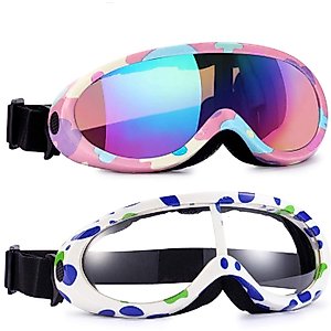 Rngeo Ski Goggles, Pack of 2, Snowboard Goggles for Kids, Boys & Girls, Youth, Men