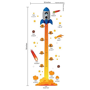 Growth Chart Wall Decals Space Rocket - Rooms and Stickers