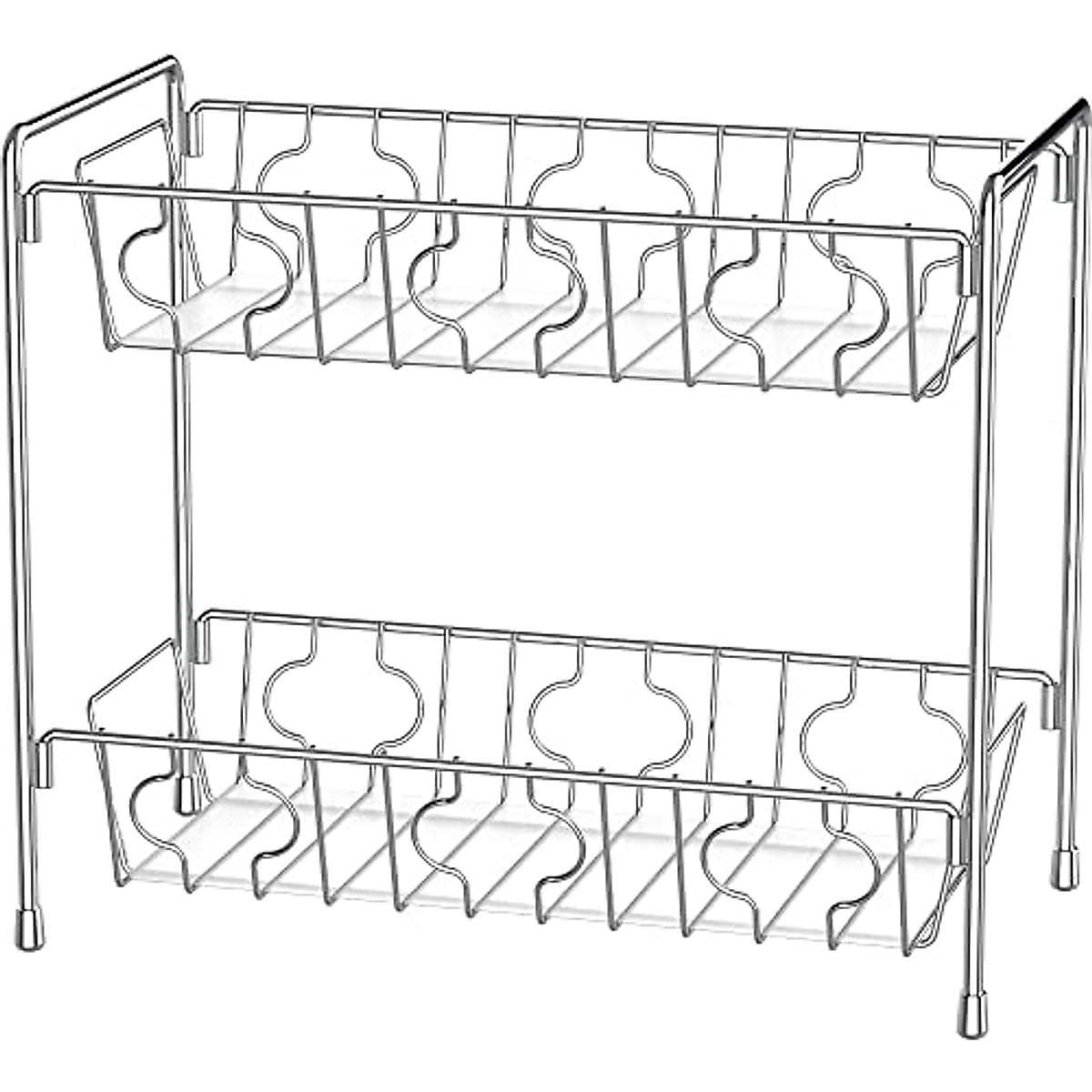 SimpleHouseware 2-Tier Spice Rack Kitchen Organizer Countertop Shelf, Chrome