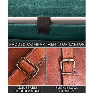 RUSTIC TOWN Leather Messenger Bag for Men Women - Full Grain Leather Laptop Satchel Office Crossbody Shoulder Bag (15 Inch, Brown)