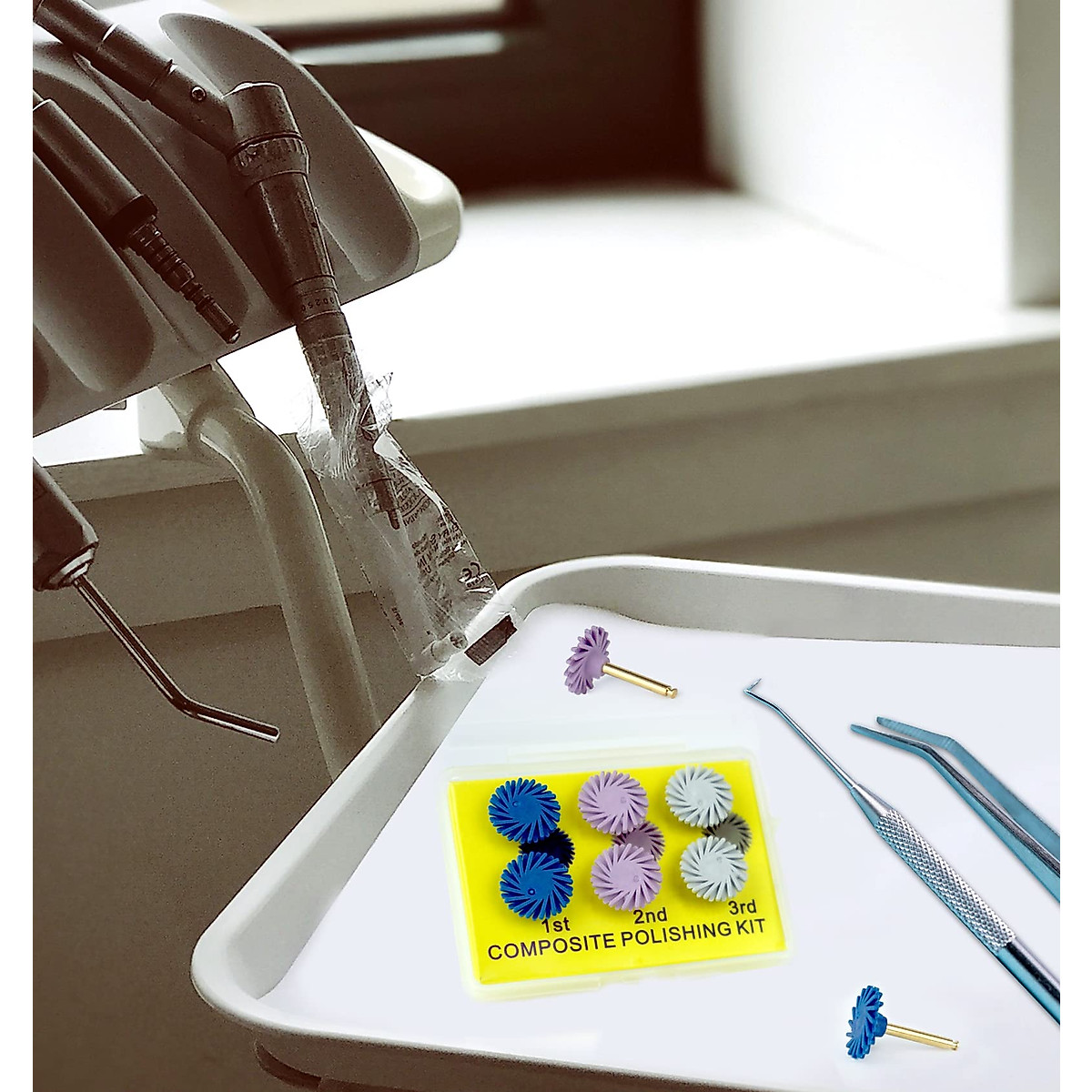 Dental Composite Resin Polishing Disc Polishe Wheels Brush Rubber Disc Kit Spiral Tooth Polisher Diamond System 6PCS