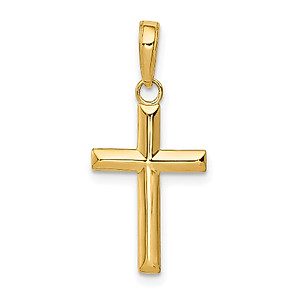 Avariah Solid 14k Yellow Gold Small Cross Pendant - 23mm