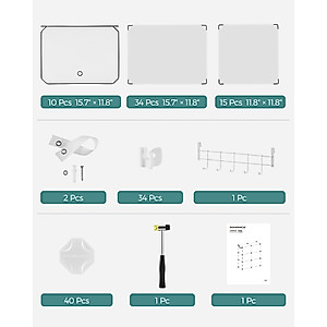 SONGMICS Shoe Rack, 10 Cubes Shoe Organizer with Doors, 40 Pair Plastic Shoe Storage Cabinet, for Bedroom, Entryway, Steel Frame, Plastic Panel, White ULPC035W01