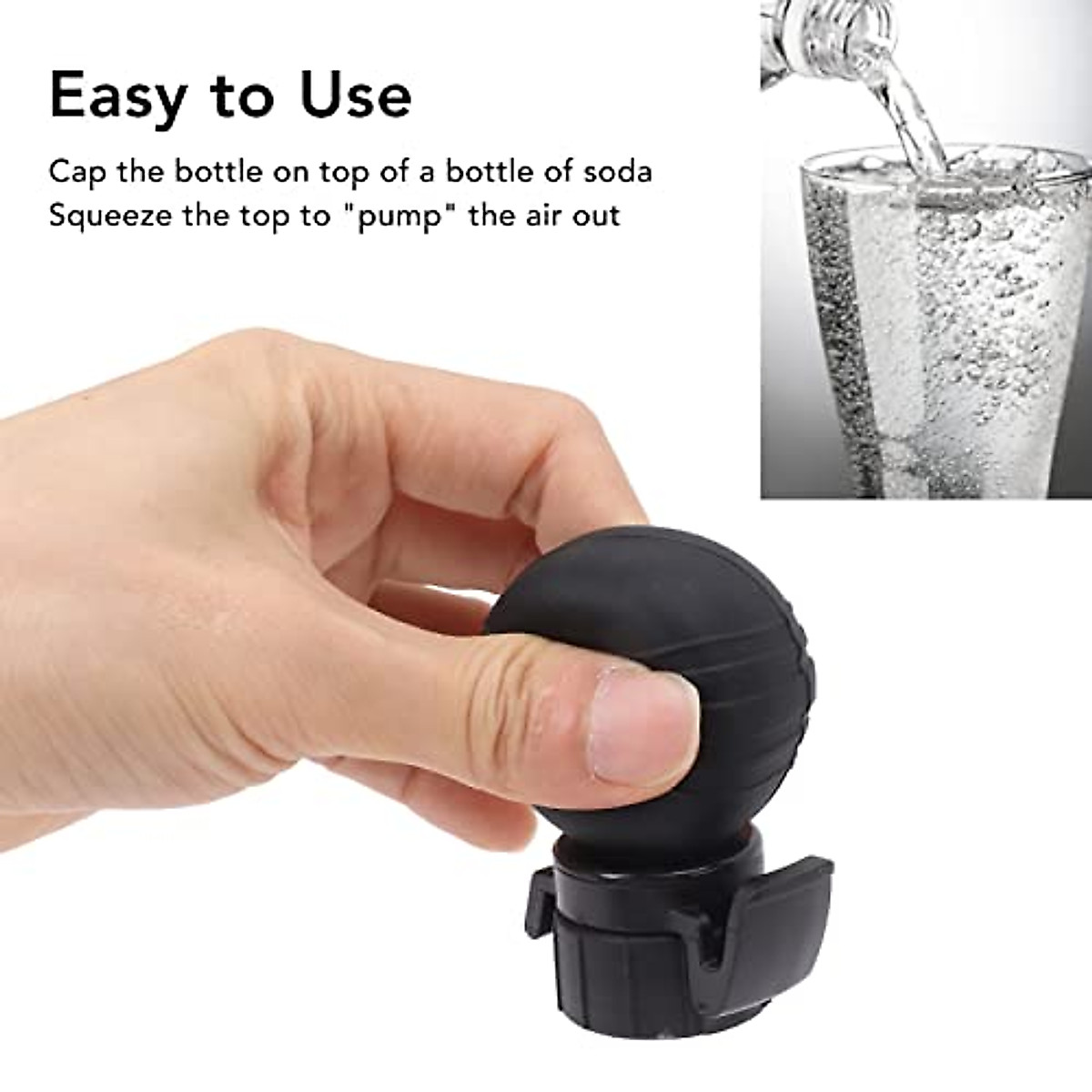 Carbonated Drink Air Pump Lid, Wear Resistant Durable Keep Drink Soda Bottle Lid for Drink (Black)