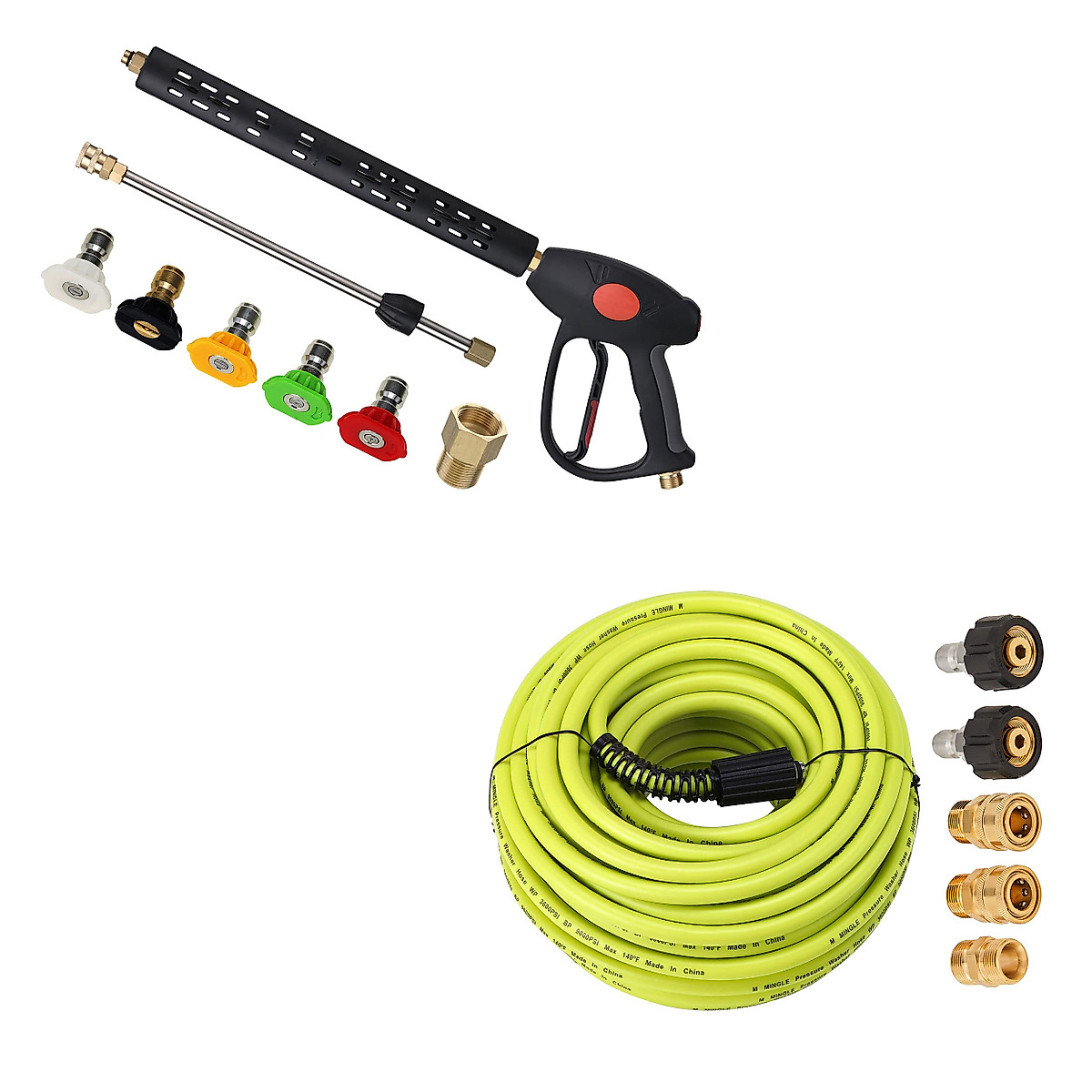 M MINGLE Replacement Pressure Washer Gun with Extension Wand with Pressure Washer Hose