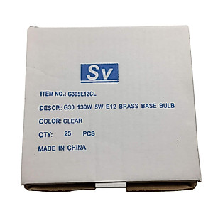 Sival - G30 replacement globe light bulb, clear, candelabra base (E12), 5 Watts, 25-pack