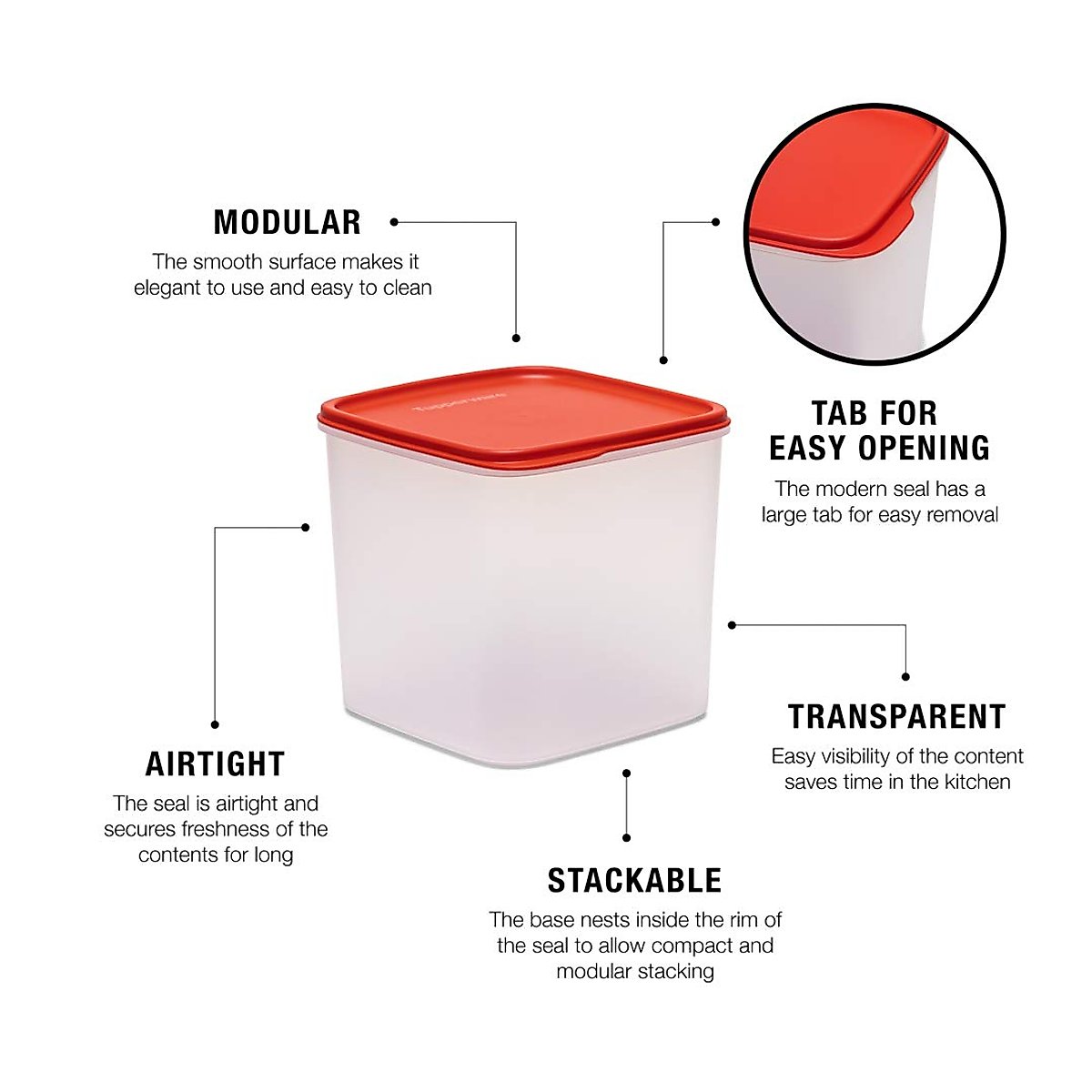 Tupperware Square Smart Saver Container, 3.9 Litres, Color May Vary