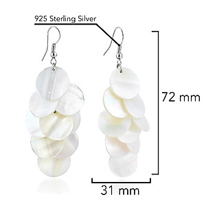 AeraVida Enchanting Cluster of White and Yellow Kabibe Shell Circles Handcrafted Dangle Earrings, 1.22x2.83 in