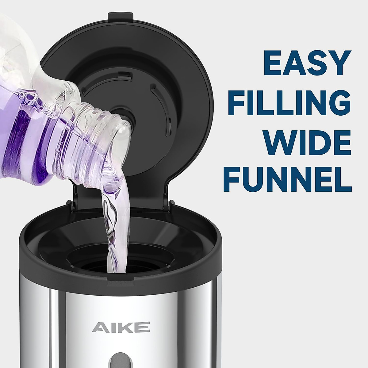 AIKE Wall-Mount Automatic Liquid Soap Dispenser 27oz Large Capacity Polished Stainless Steel Finish Model AK1205