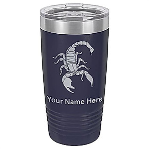 LaserGram 20oz Vacuum Insulated Tumbler Mug, Scorpion, Personalized Engraving Included (Navy Blue)