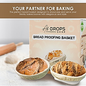 Premium Bread Banneton Proofing Basket Set of 2, 10 inch Round & Oval Cane Bread Proofing Baskets with 4 set cloth Sourdough Baskets Tools & Liners for Artisan Bread Making, Baking Supplies Kit