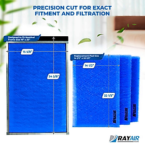 RAYAIR SUPPLY 16x25 Replacement Filter Pads Compatible with PremierOne PureFlo P6100 MS-1625 Refills (3 Pack)