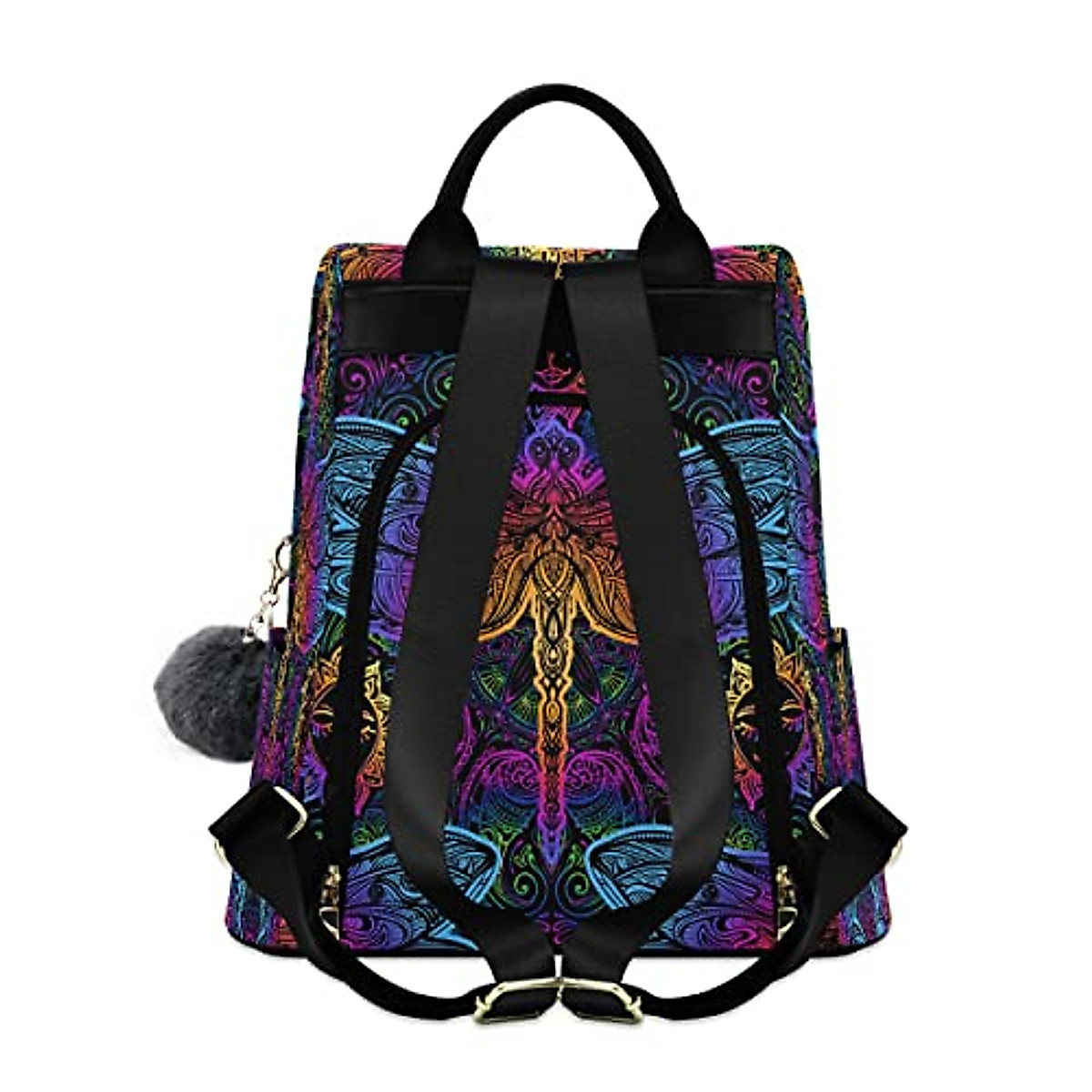 ALAZA Rainbow Colorful Dragonfly Ethnic Women Backpack Anti Theft Back Pack Shoulder Fashion Bag Purse