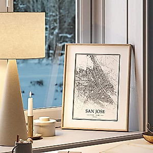 Dear Mapper SanJose United States View Abstract Road Modern Map Art Minimalist Painting Black and White Canvas Line Art Print Poster Art Print Poster Home Decor (Set of 3 Unframed) (12x16inch)