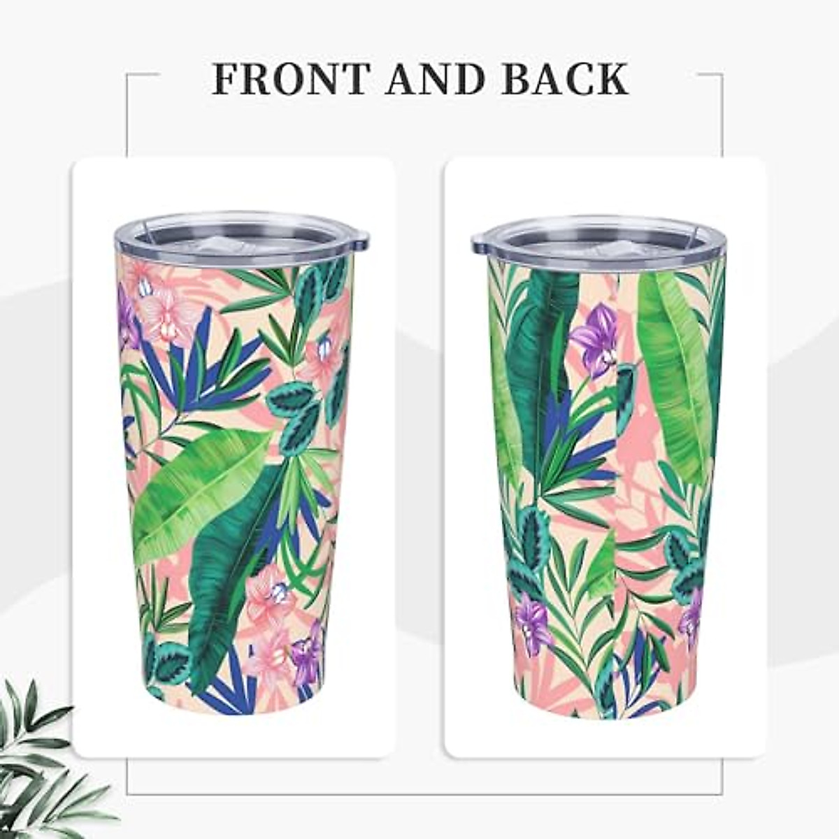 IYERSKD Palm Tree Leaf Pattern 20 oz Stainless Steel Tumbler Vacuum Insulated Leakproof Travel Mug for Car Office Gym