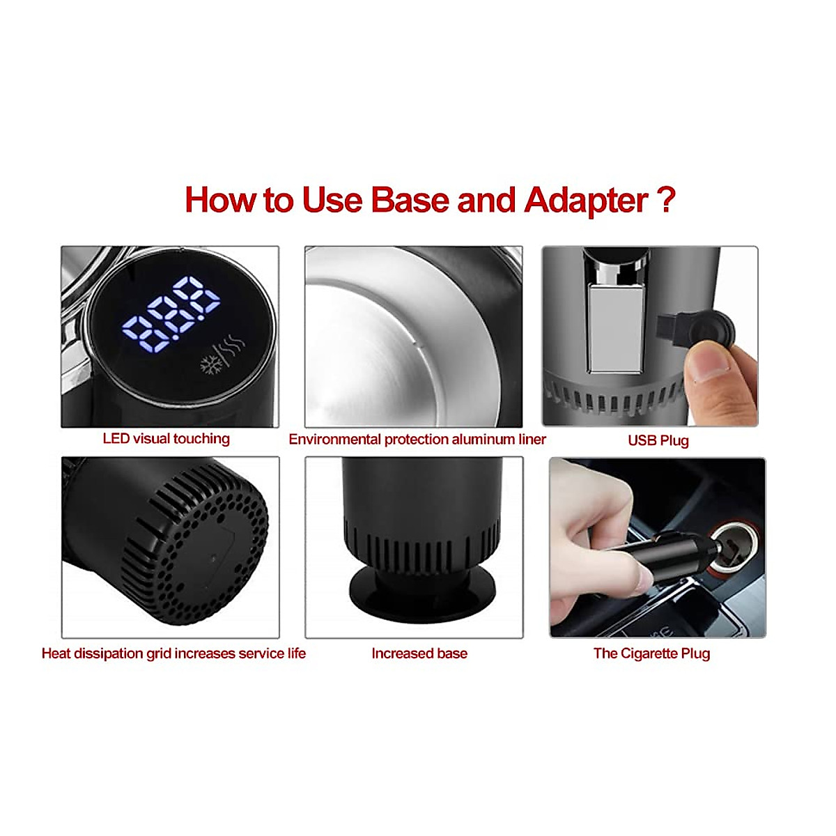 GEEZO 12V/24V Smart Temperature Control Travel Coffee Mug for Car/Truck,Electric Heated Travel Mug 450ML Stainless Steel Tumbler Smart Heating Cup Keep Milk Warm LCD Display Easily Washing Safe