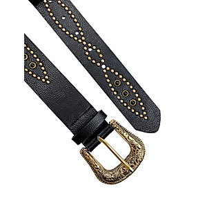 TOPACC Western Belts for Women Cowgirl Cowboy Rivet Studded Country Fashion Punk Belt for Jeans Black