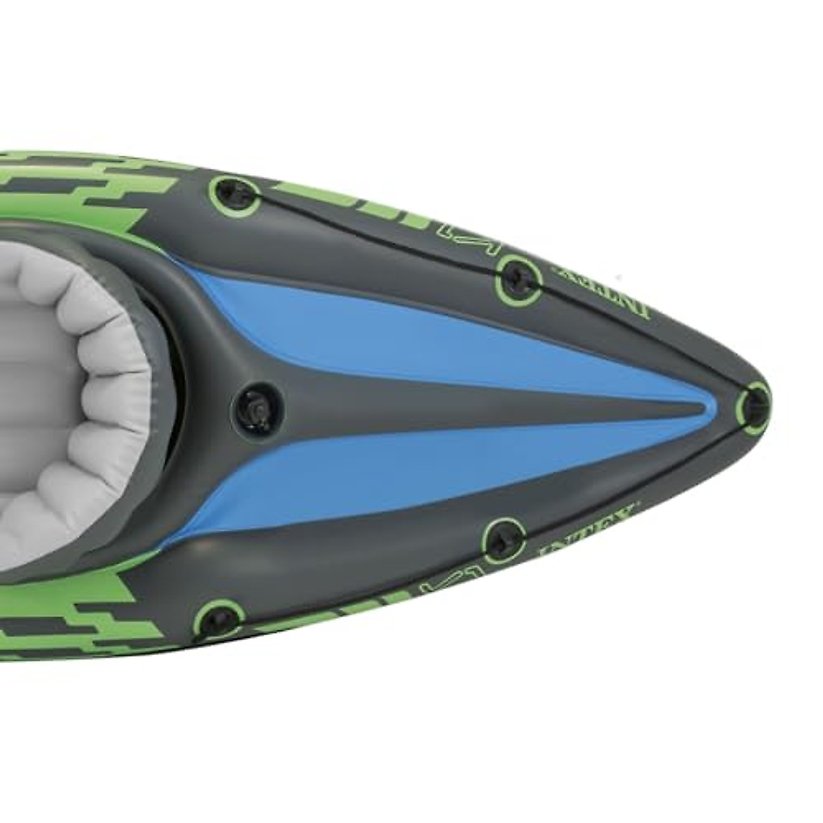 Intex Challenger K1 Kayak 1 Man Inflatable Canoe with Aluminum Oars and Hand Pump, Green/Blue