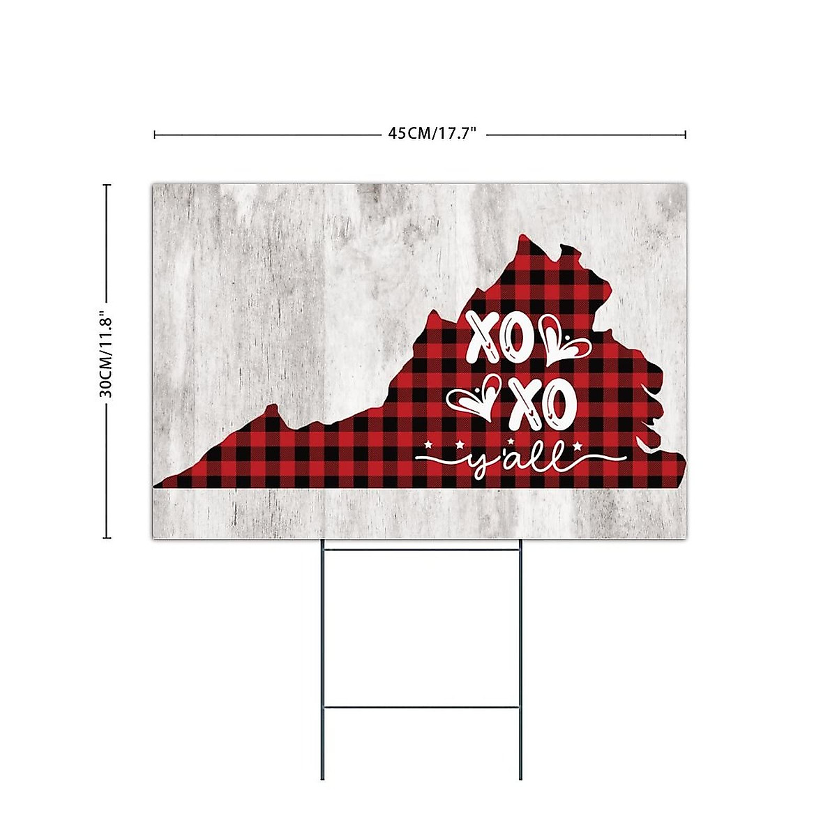 Autravelco Valentine's Day XOXO Virginia Lawn Signs with Stakes 12x18 Inch Corrugated Plastic USA American State Outline Double Sided Yard Signs with Stakes for Rent House Outdoor Decoration