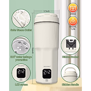 450ml Travel Kettle, Portable Electric Kettle, Mini Electric Kettle 316 Stainless Steel Portable Kettle with 6 Temperature, Dual Voltage 100-240V, Boil Dry Protection, BPA-Free