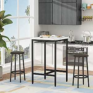 LinkRomat Pub Table Set of 3, Small Dining Table for 2, Bistro Table and Chairs, Bar Height Table w/2 Stools Counter Height Table Kitchen Bar Small Kitchen Table for Breakfast Nook Small Space
