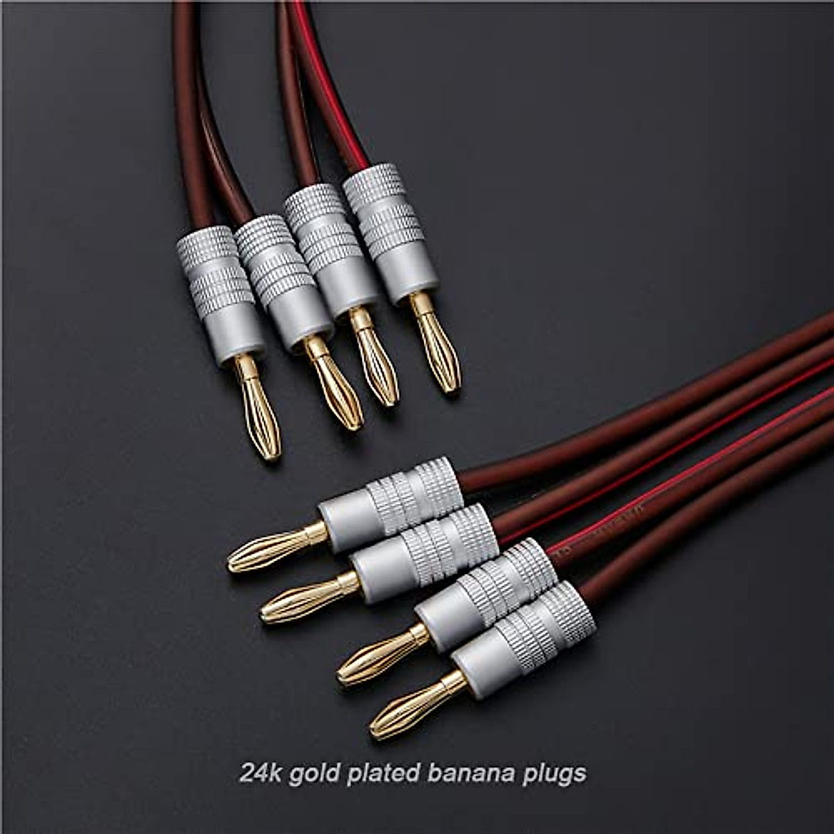 JORZOR Audiophile Grade Speaker Cable with Gold Plated Banana Plugs,Oxygen-Free Copper (OFC) 13AWG, (6.6 Feet 2 M), Pair……, 2M(6.6FT)