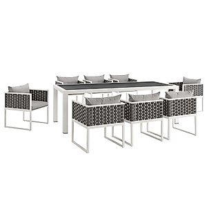 Modway Stance Outdoor Patio Woven Rope 9-Piece Dining Furniture Set