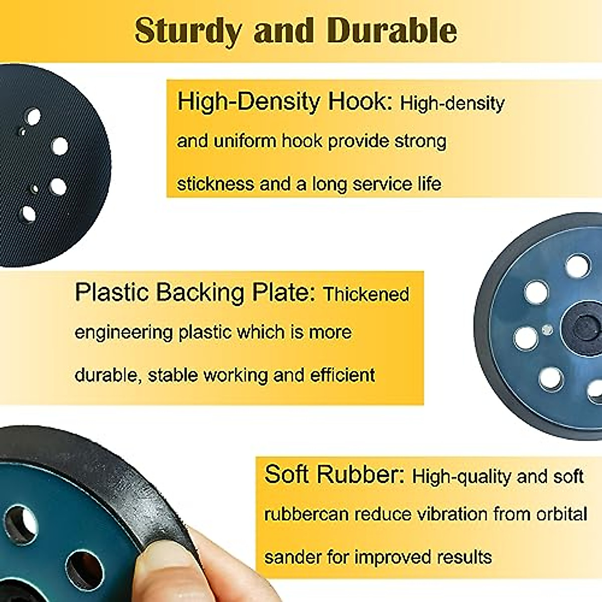 5 Inch 8 Hole Replacement Sander Pad for DeWalt Sander - 5" Hook & Loop Sanding Backing Pad for DW420/K, DW421/K, DW423/K, DW426/K, D26453/K, D26451 Orbital Sander