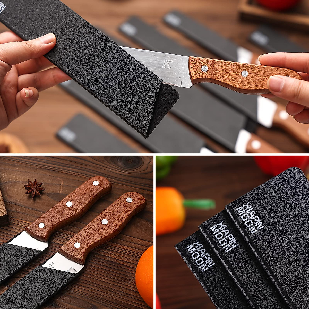 6-piece Universal Knife Guards Set,Knife Edge Guards are ABS Plastic and BPA-Free Felt Lining,More Durable,Non-BPA,Food Safety. The Knife Cover is Chef's Gift First Choice- Knives Not Included
