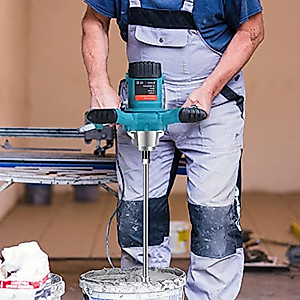 Maxgeen Concrete Mixer,2100W Portable Electric Mud Mixer for Mixing mortar,6 Speed Adjustable Paint Mixer, Handheld Cement Mixer with Gloves